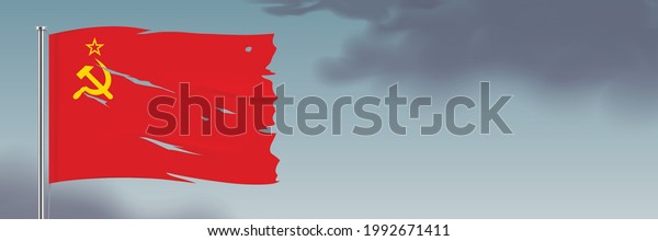 Soviet Union Worn Flag Waving On Stock Vector (Royalty Free) 1992671411 ...