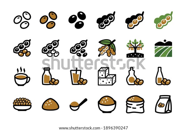 Juego de iconos de soja de: vector de stock (libre de regalías ...