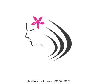 Beautiful Woman Face Flower Vector Illustration Stock Vector (Royalty ...