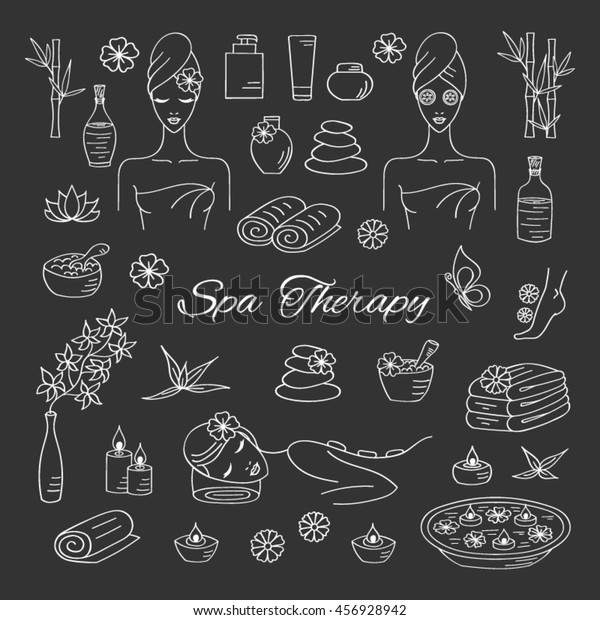 Spa Hand Drawn Doodle Icons Vector Stock Vector (Royalty Free) 456928942