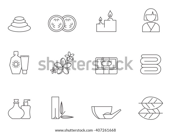 Spa Icons Thin Outlines Beauty Healthy Stock Vector (Royalty Free ...