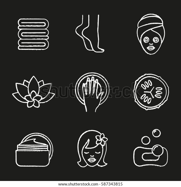 Spa Salon Procedures Chalk Icons Set Stock Vector (Royalty Free) 587343815