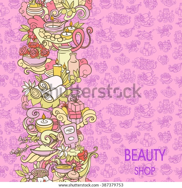 spa and self care doodles, vector background