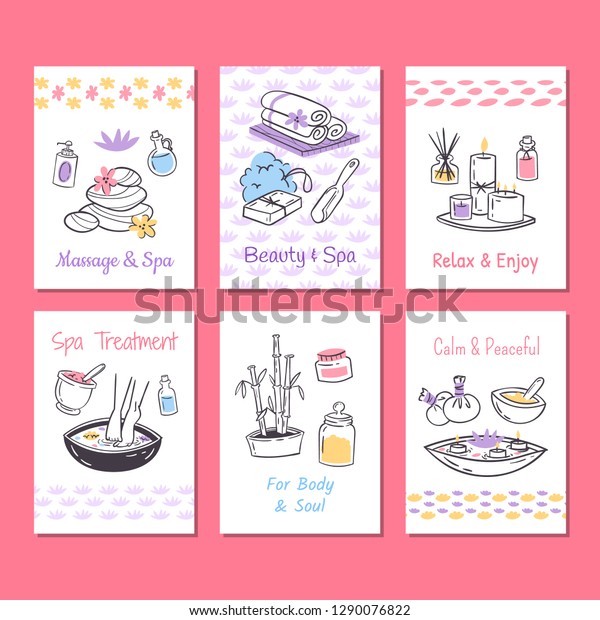 Spa Treatment Cards Background Design Cosmetics Stock Vector (Royalty ...