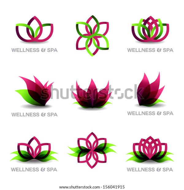 Spa Wellness Icons Set Isolated On Stock Vector (Royalty Free ...