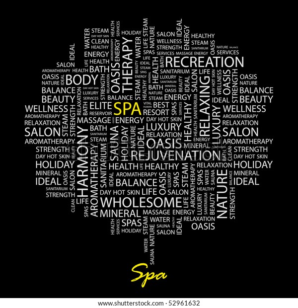 Spa Word Collage On Black Background Stock Vector (Royalty Free ...