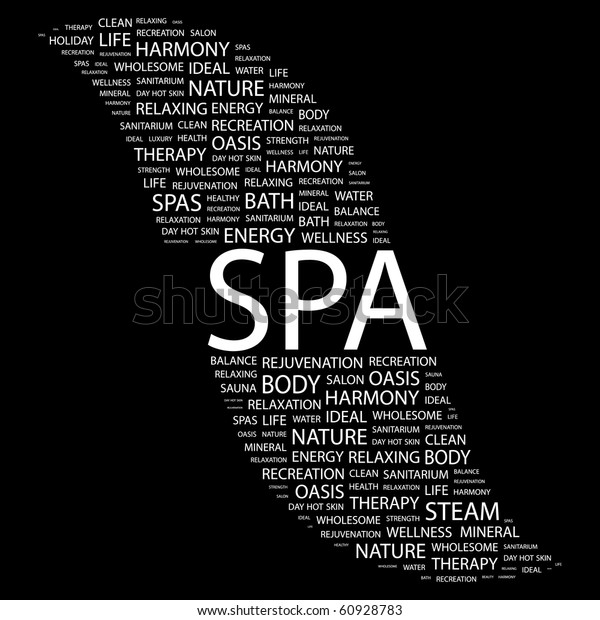 Spa Word Collage On Black Background Stock Vector (Royalty Free) 60928783