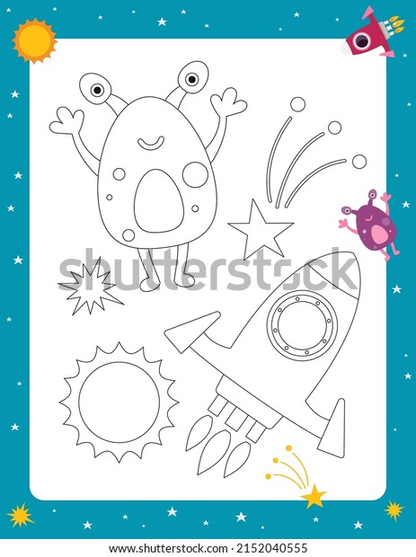 Space Activity Pages Kids Printable Activity: เวกเตอร์สต็อก (ปลอดค่า ...