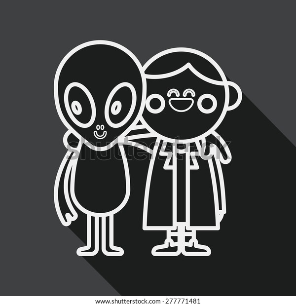 Space Alien Friendship Flat Icon Long Stock Vector (Royalty Free ...
