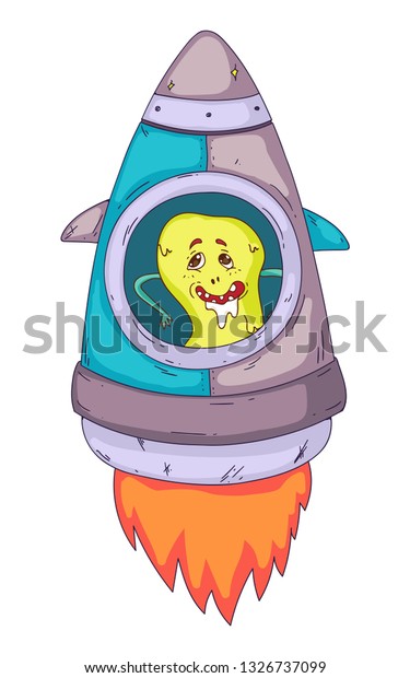 Space Aliens Monster Spaceship Rocket Cartoon: เวกเตอร์สต็อก (ปลอดค่า ...