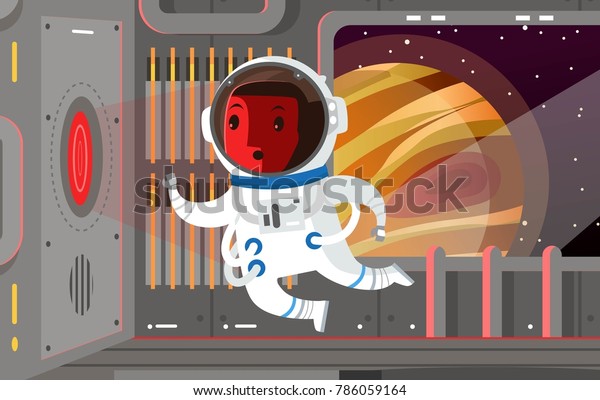 Space Astronaut Station Red Warning Light Stock Vector (Royalty Free ...