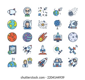 Space Astronomy Icon Set Stock Vector (Royalty Free) 2204144939 ...