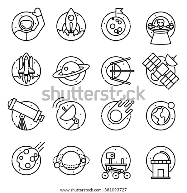 Space Astronomy Vector Outline Icons Stock Vector (Royalty Free) 381093727