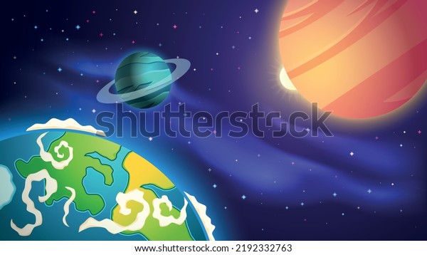Space Background Colorful Cartoon Planets Deep Stock Vector (Royalty ...