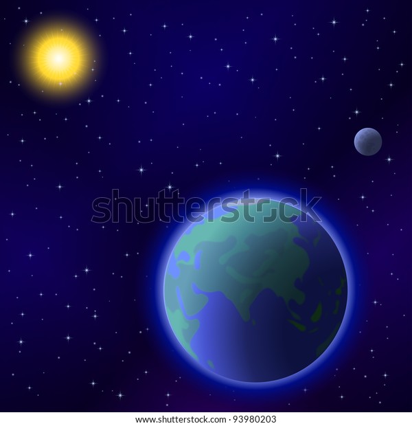 Space Background Planet Mother Earth Moon Stock Vector (Royalty Free ...