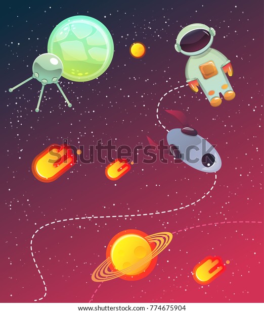 Space Banner Planets Stars Design Elements Stock Vector (Royalty Free ...
