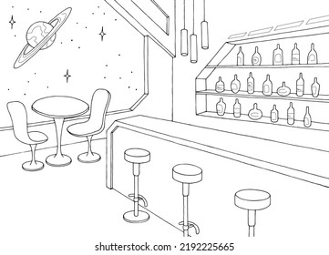Space Bar Interior Graphic Black White Stock Vector (Royalty Free ...