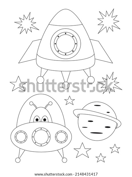 Page de coloriage de l'espace imprimable : image vectorielle de stock ...