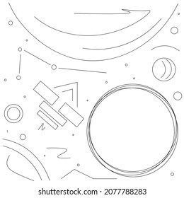 Space Cosmic Background Line Drawing Vector Stock Vector (Royalty Free ...