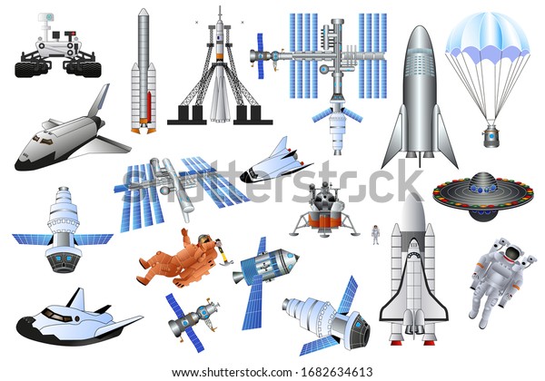 Space Equipment Astronauts Spacesuits Space Shuttle Stock Vector ...