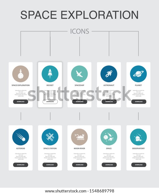 Space Exploration Infographic 10 Steps Ui Stock Vector (Royalty Free ...