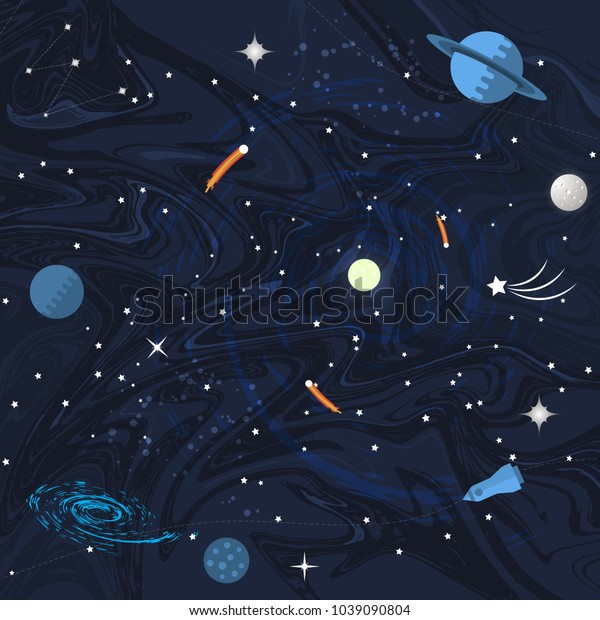Space Flat Background Planets Stars Vector Stock Vector (Royalty Free ...