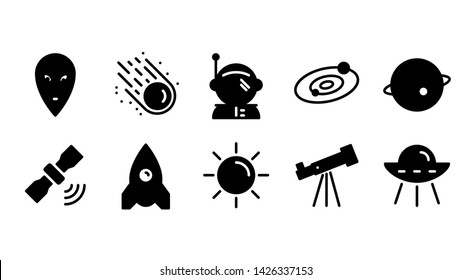 Space Glyph Icon Symbol Set Stock Vector (Royalty Free) 1426337153 ...