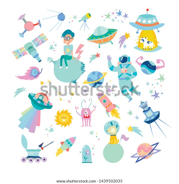 Space Hand Drawn Cartoon Vector Illustrations Stock Vector (Royalty ...