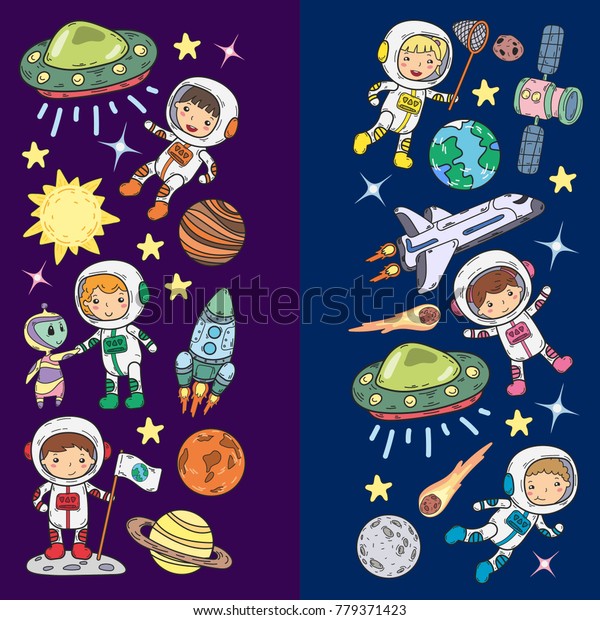 Space Kindergarten School Astronomy Lesson Children Stock Vector ...