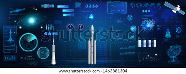 Space Launch Rockets Dashboard Hud Space Stock Vector (Royalty Free ...
