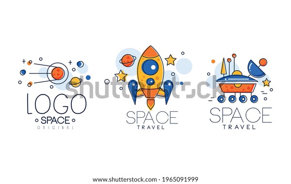 Space Logo Original Design Set Astronautics Stock Vector (Royalty Free ...