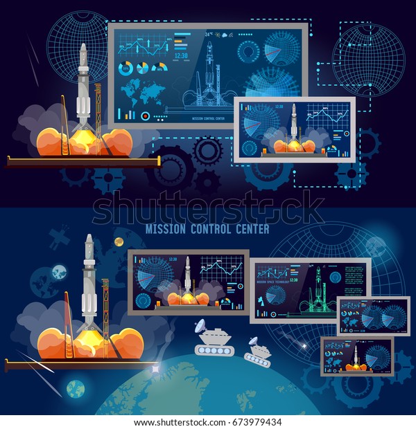 Space Mission Control Center Space Shuttle Stock Vector (Royalty Free ...