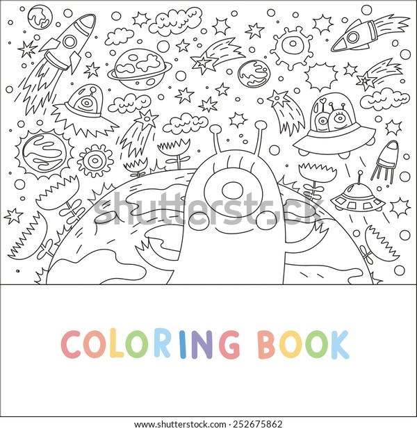 Space Monsters Planet Color Book Design Stock Vector (Royalty Free ...
