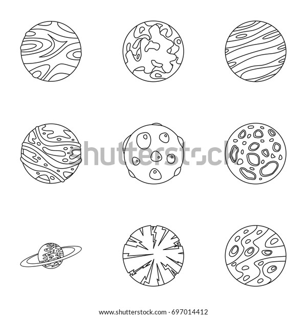 Space Planet Icons Set Outline Set Stock Vector (Royalty Free ...