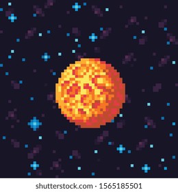 Scifi Space Planet Pixel Art Background: เวกเตอร์สต็อก (ปลอดค่า ...