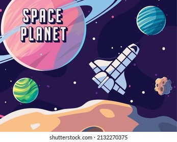 Space Planet Spaceship Banner Design Stock Vector (Royalty Free ...