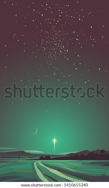 Space Poster Background Launched Spacecraft Sky: เวกเตอร์สต็อก (ปลอดค่า ...