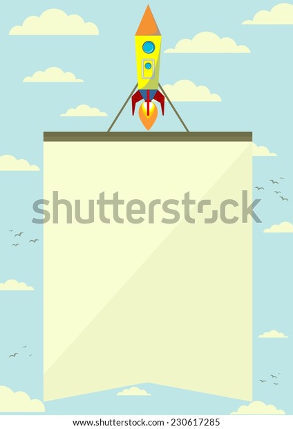 Space Rocket Banner Flying Sky Clouds 스톡 벡터(로열티 프리) 230617285 ...