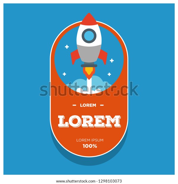 Space Rocket Vector Illustration Badge Sticker Stock Vector (Royalty ...
