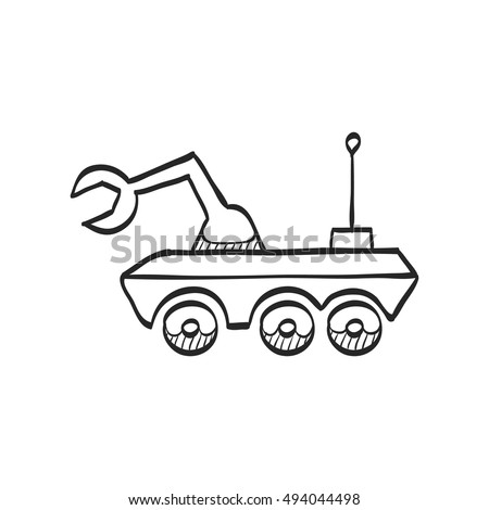 Space Rover Icon Doodle Sketch Lines Stock Vector (Royalty Free ...