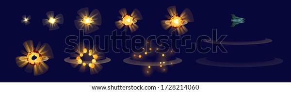 Space Ship Explosion Animation Vector Illustration: เวกเตอร์สต็อก (ปลอด ...