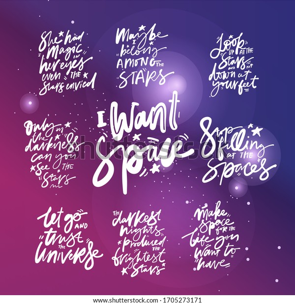 Space Signs Set Hand Lettering Illustration Stock Vector (Royalty Free ...