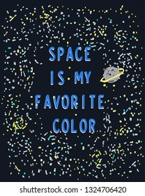 Space Slogan Design Stars Background Shirt Stock Vector (Royalty Free ...
