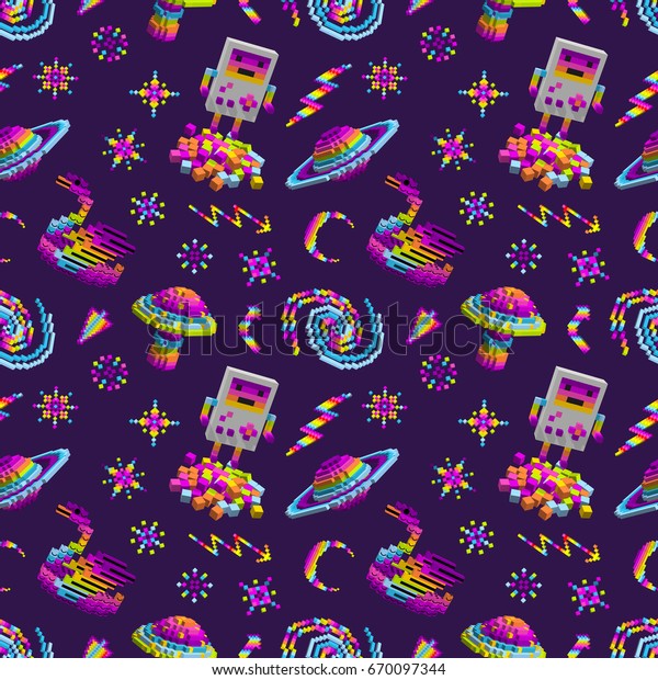 Space Stars Rainbow Cubes Pixel Art : image vectorielle de stock (libre ...