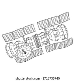 Space Station Communications Satellite Wireframe Low Stock Vector ...