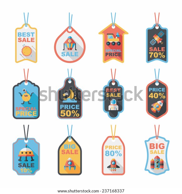 Space Tag Banner Flat Design Background Stock Vector (Royalty Free ...