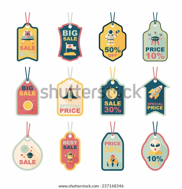 Space Tag Banner Flat Design Background Stock Vector (Royalty Free ...