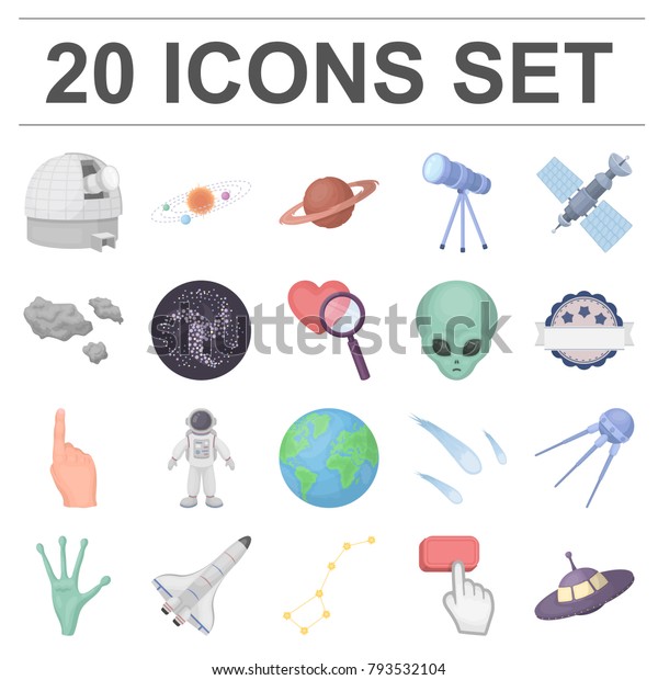 Space Technology Cartoon Icons Set Collection Stock Vector (Royalty ...