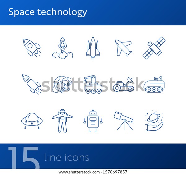 Space Technology Icons Rocket Spaceship Satellite Stock Vector (Royalty ...
