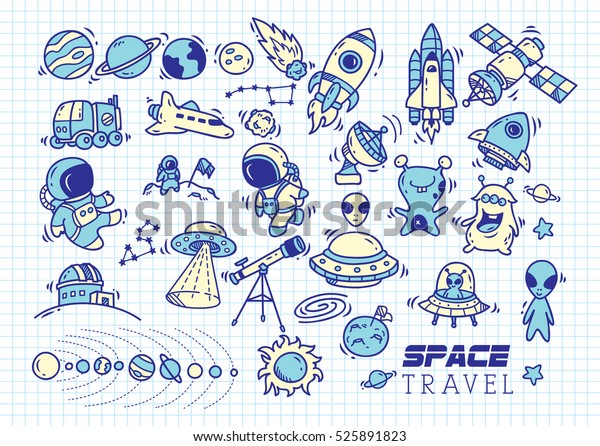 Space Themed Doodle Stock Vector (Royalty Free) 525891823